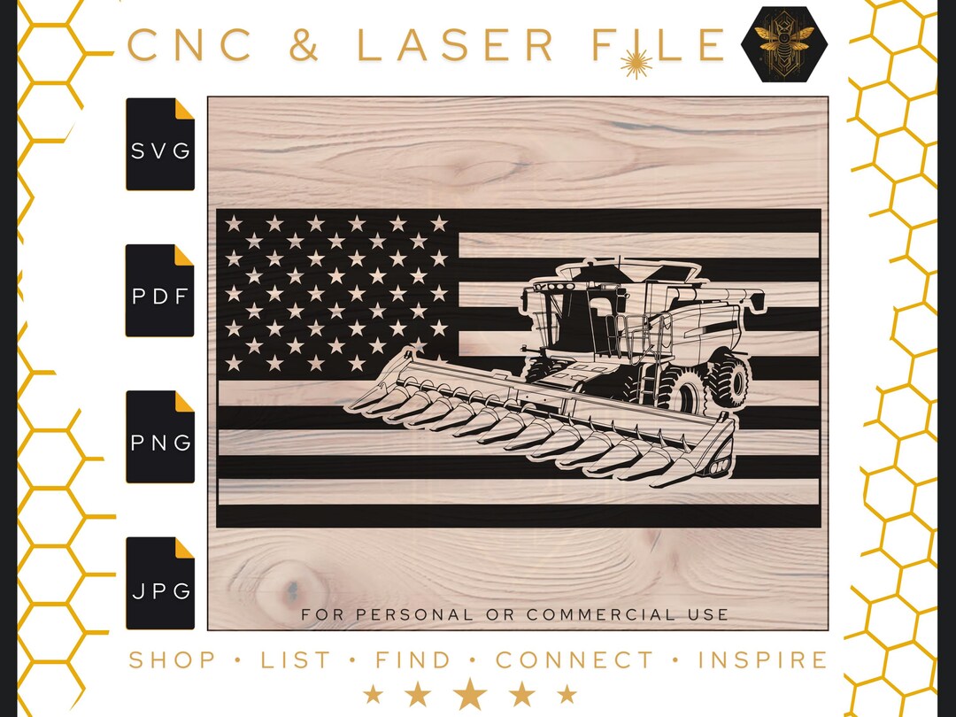 Combine Harvester American Flag SVG | Farmer Gift (digital Download) - Etsy