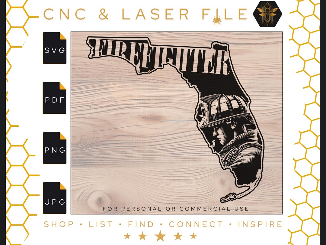 Florida Fireman SVG | Firefighter Text Florida Sign | Fireman Laser Cut ...
