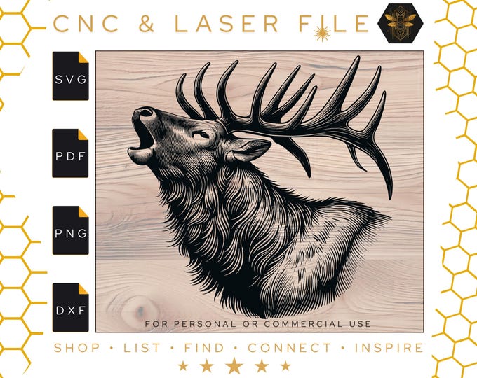 Elk Calling Vector File | Elk Bugle SVG | Elk Nature Scene File | Elk ...