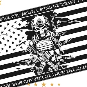 2A Border Tattered Flag Skull Soldier Svg | Tattered American Flag ...