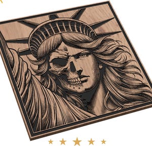 Split Skull Statue of Liberty Vertical Flag SVG | Stoic Statue of ...