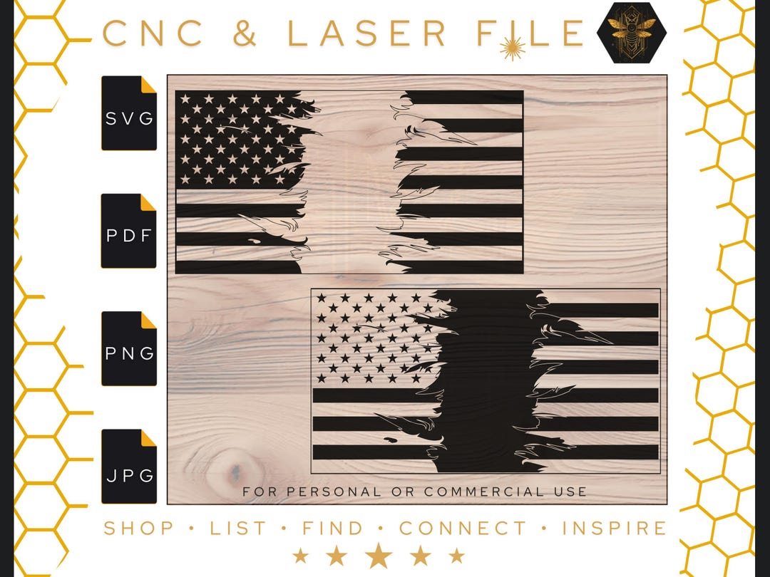 Tattered Centered American Flag Svg | Distressed Style American Flag ...