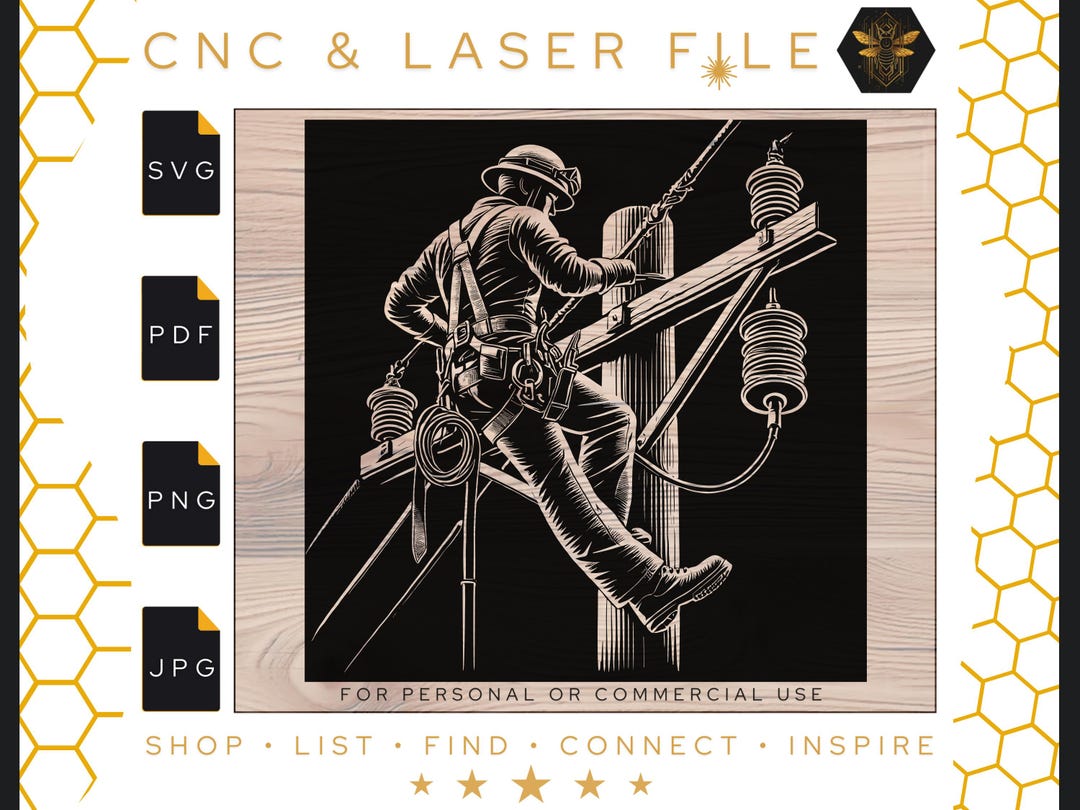 Detailed Lineman Black Background SVG | Lineman Detailed Svg | Lineman ...