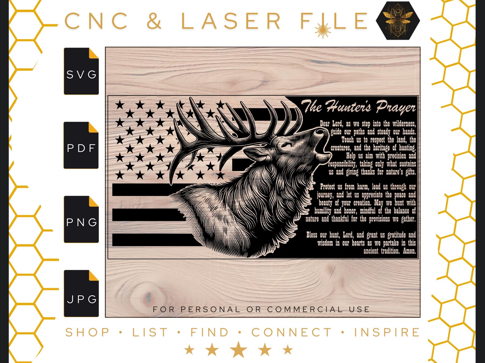 Elk Hunter American Flag SVG | Hunter's Prayer (digital Download) - Etsy