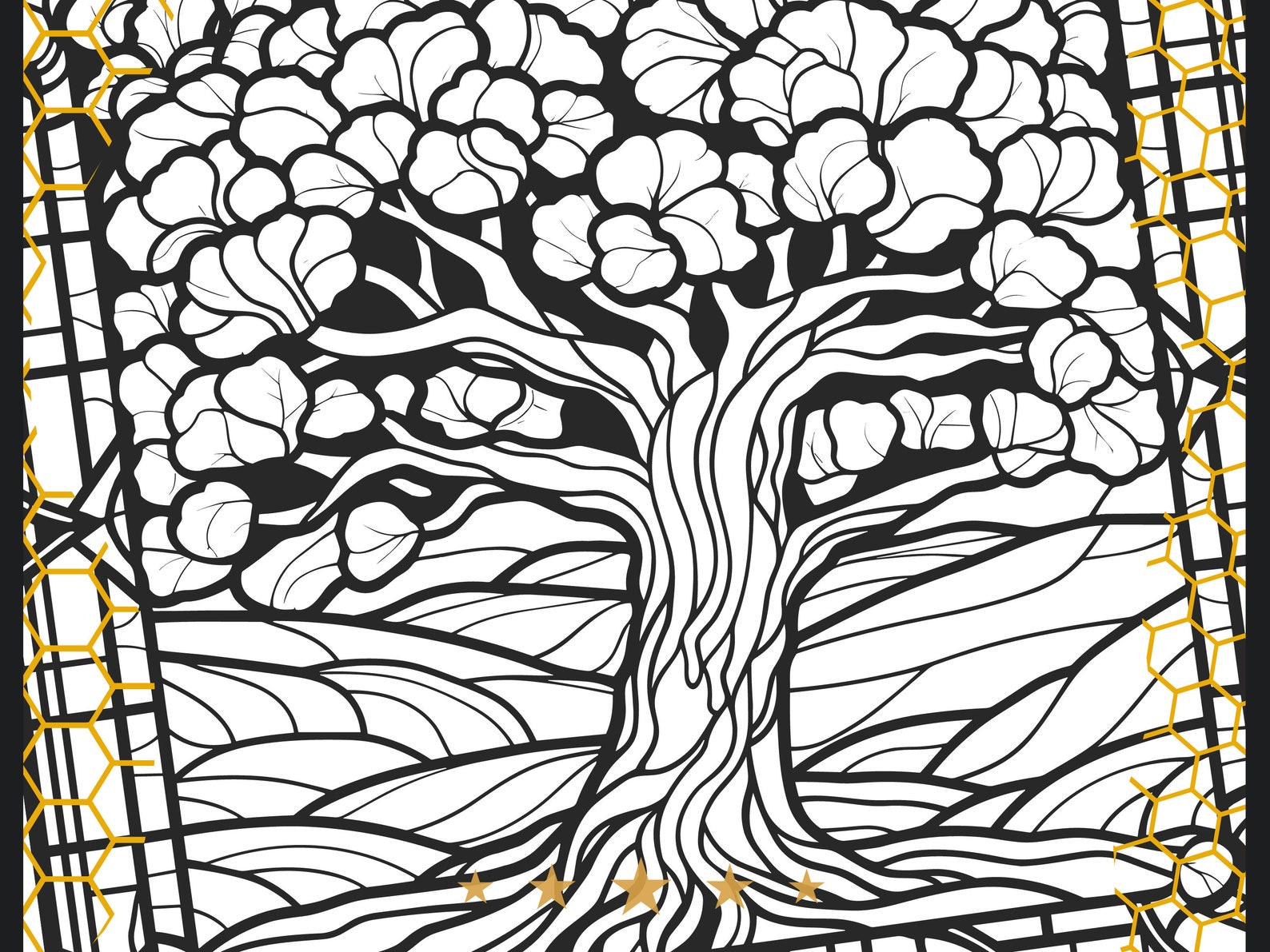 Oak Tree Stained Glass Style 1 Vector | Tree Svg | Sained Glass ...
