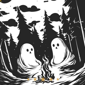 Ghostly Halloween Campfire Scene Svg Illustration | Happy Halloween ...