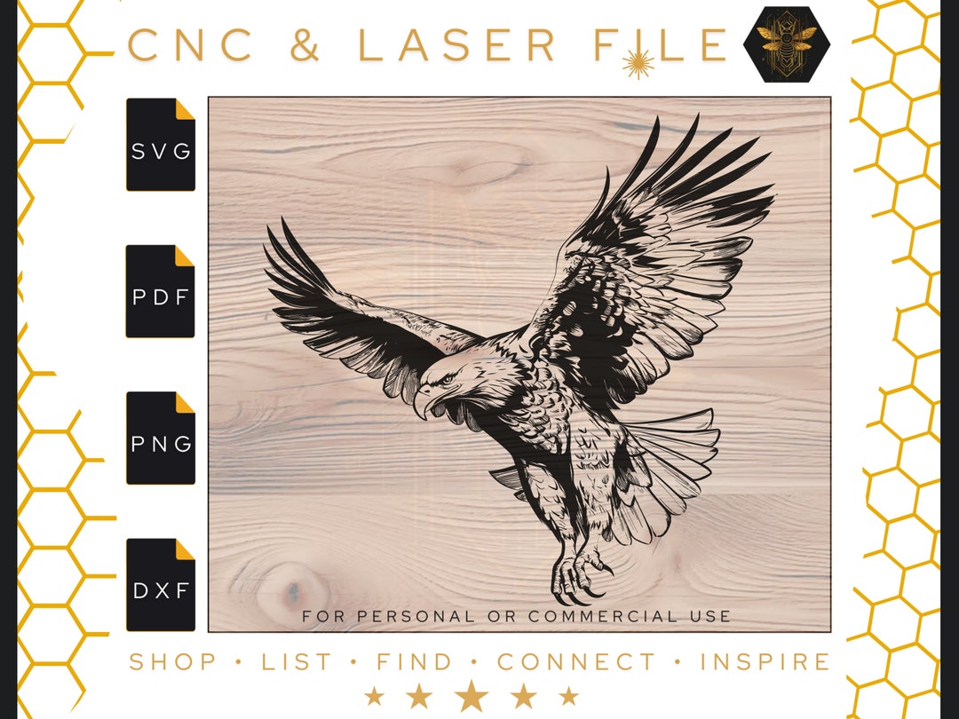 Eagle Soaring Svg | Patriotic Vector Files | Detailed Flying Eagle ...