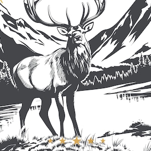 Elk Nature Vector File | Elk in Nature SVG | Elk Nature Scene File ...