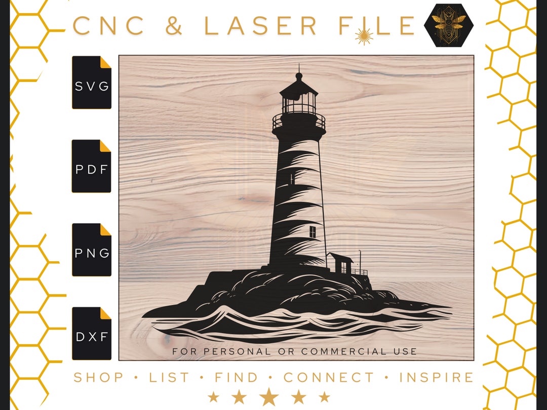 Lighthouse Shoreline Vector File Centered | Detailed Lighthouse ...