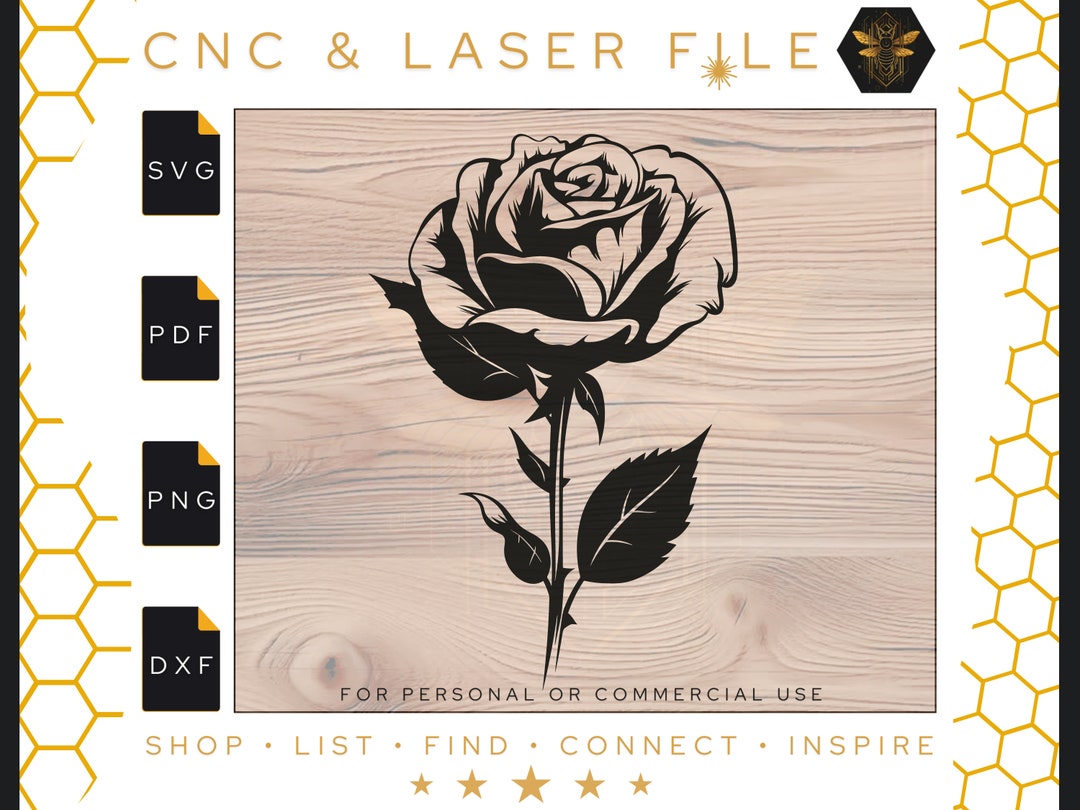 Single Rose SVG | Valentines Day File | Marriage or Anniversary Vector ...