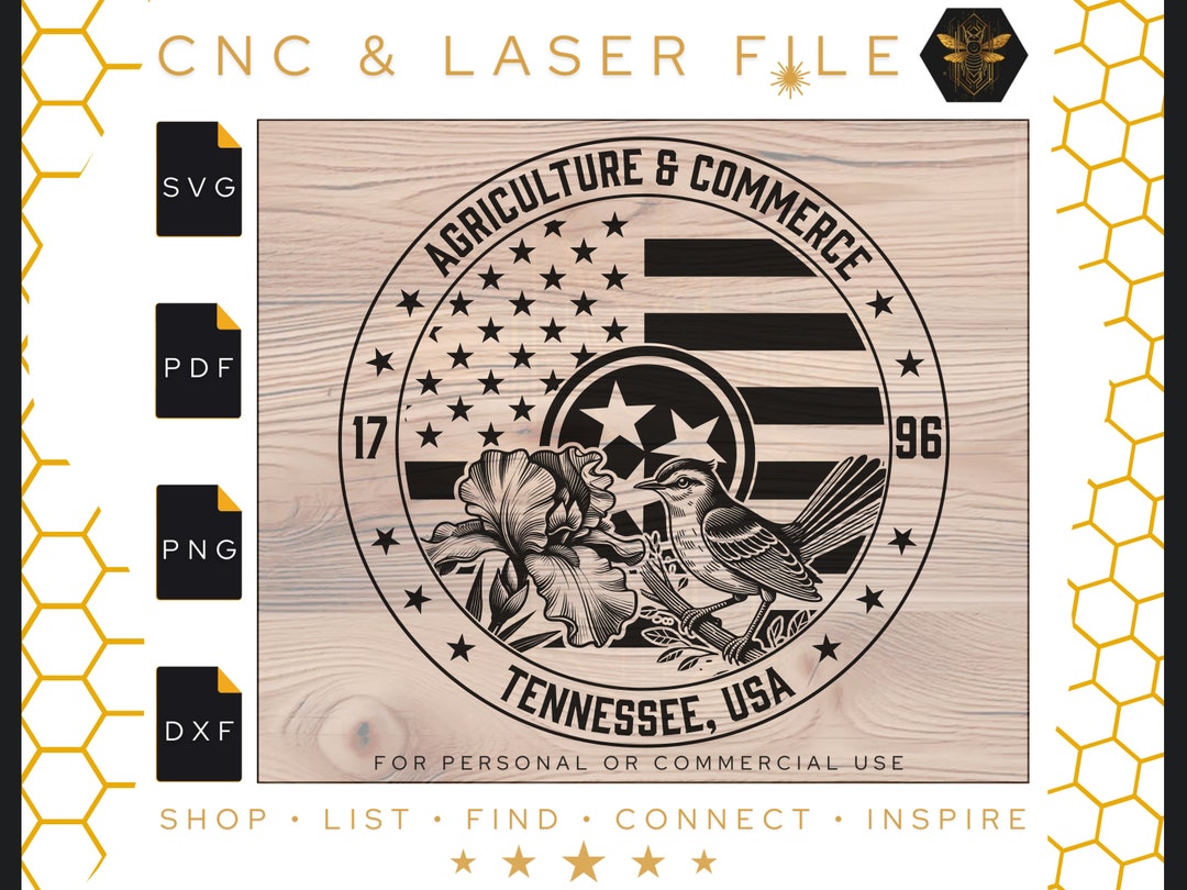 State of Tennessee Themed Svg Sign | Round Flag | Tennessee Svg | State ...