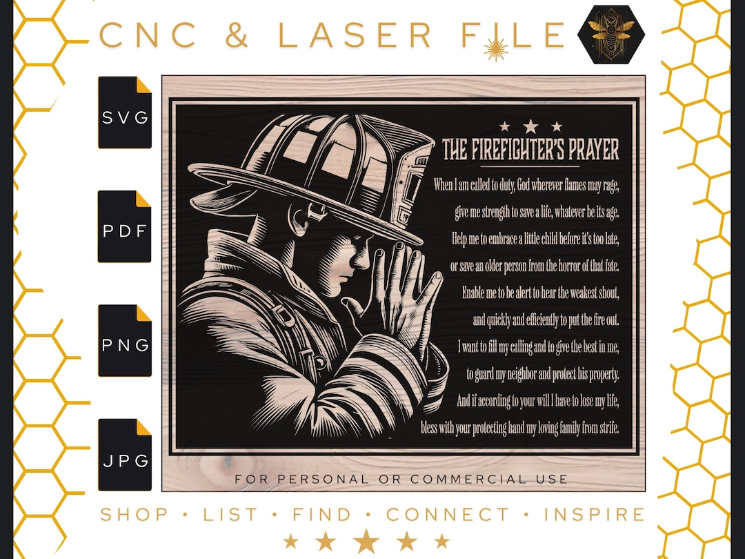 The Firefighter's Prayer Cnc & Laser Engraving File | Firefighter ...