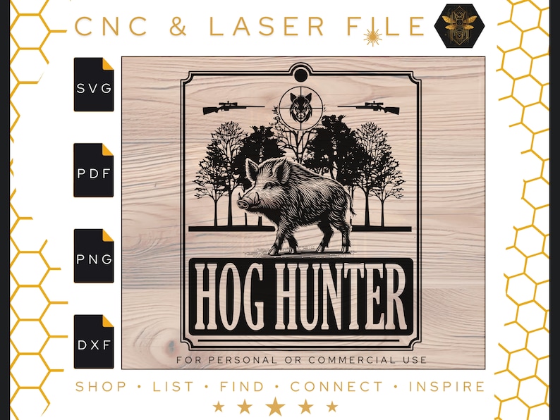 Hog Hunter Sign | Wild Boar Hunter | Wild Boar Sign | Hog Svg | Hunting ...