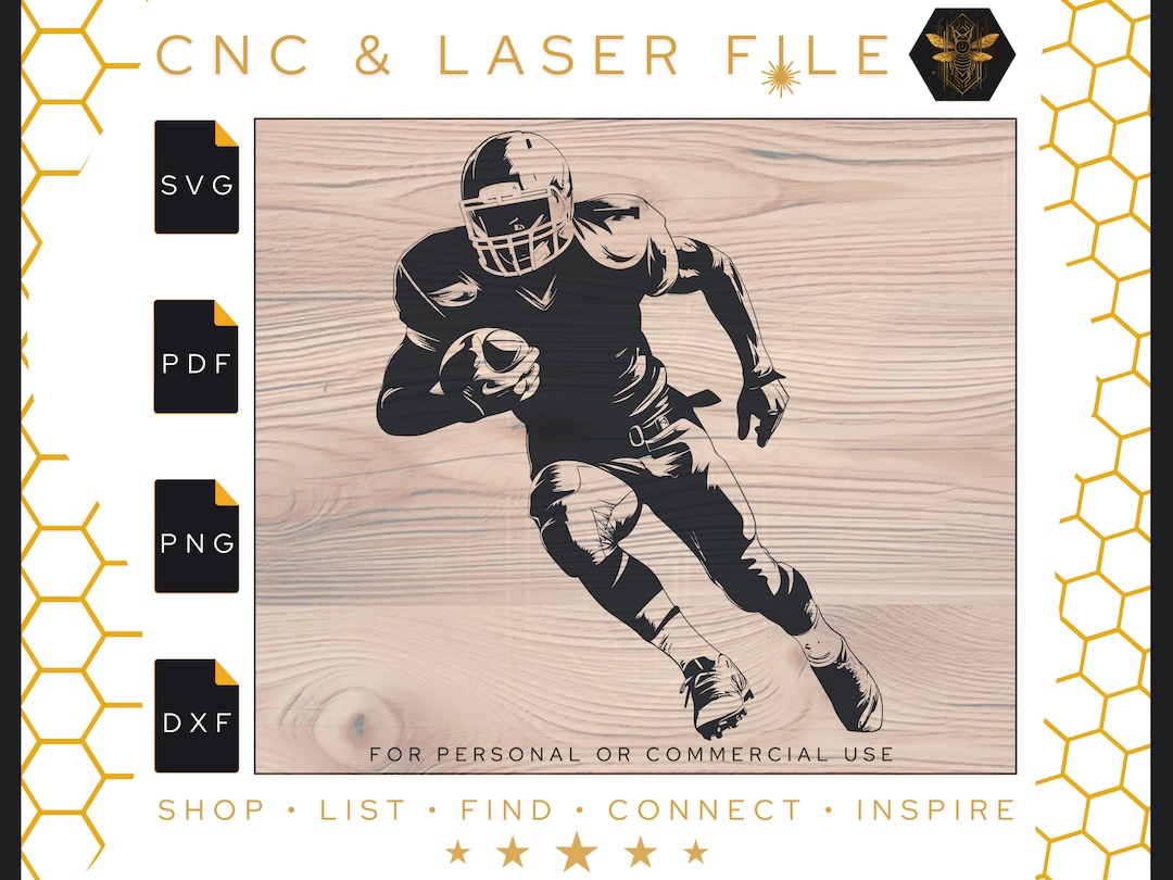 Football Player CNC & Laser File | Football Laser Files | Football ...