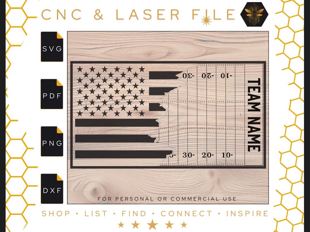 Football Field Tattered American Flag CNC & Laser File | Football Field ...