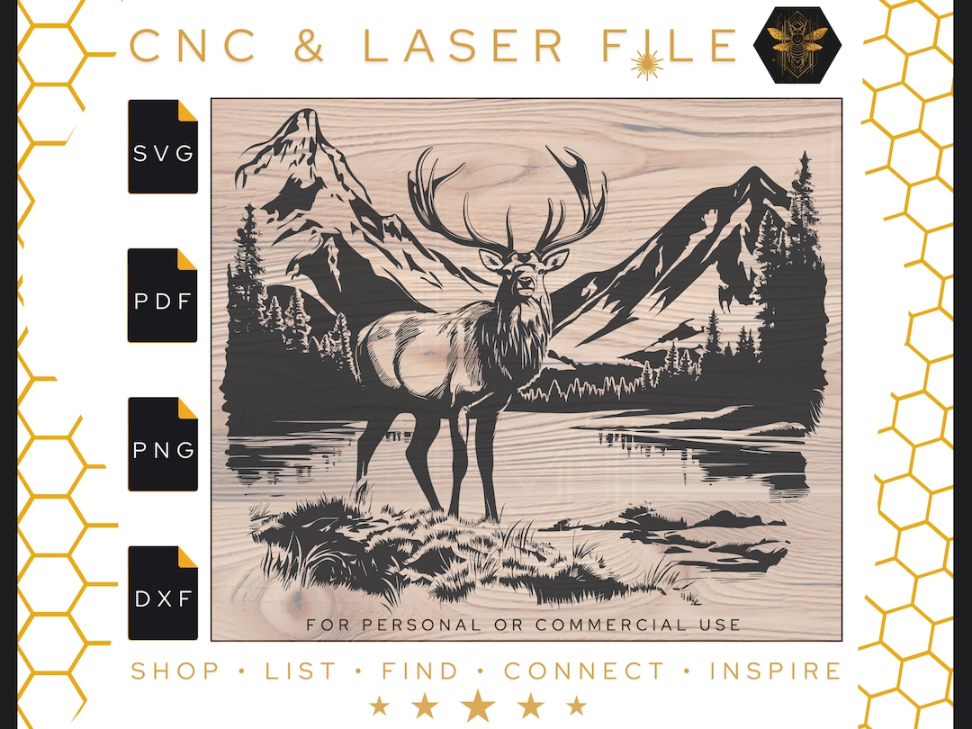 Elk Nature Vector File | Elk in Nature SVG | Elk Nature Scene File ...