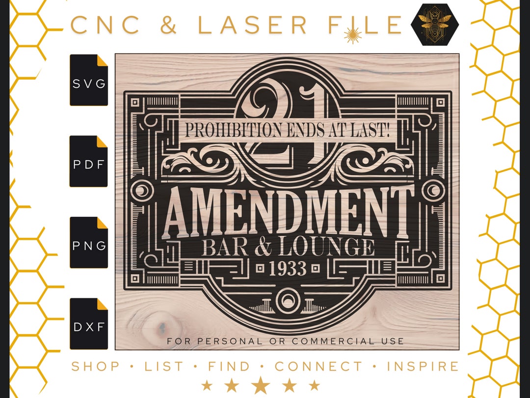 21st Amendment Bar & Lounge Sign Svg | Prohibition Sign | 21 Amendment ...