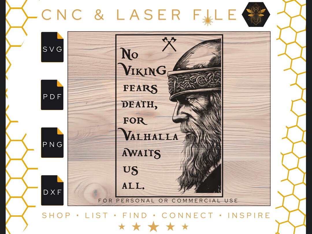 Viking Sign With Quote SVG no Viking Fears Death, for Valhalla Awaits ...