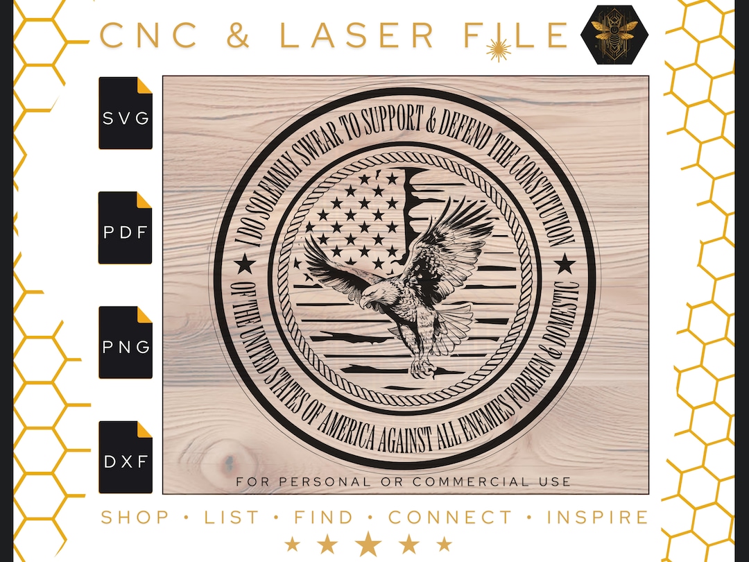 Oath of Enlistment Eagle and Flag Svg | Round Sign | Soldier of the US ...