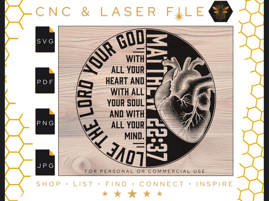 Love the LORD Your God With All Your Heart Sign No2 | Christian Art Svg ...