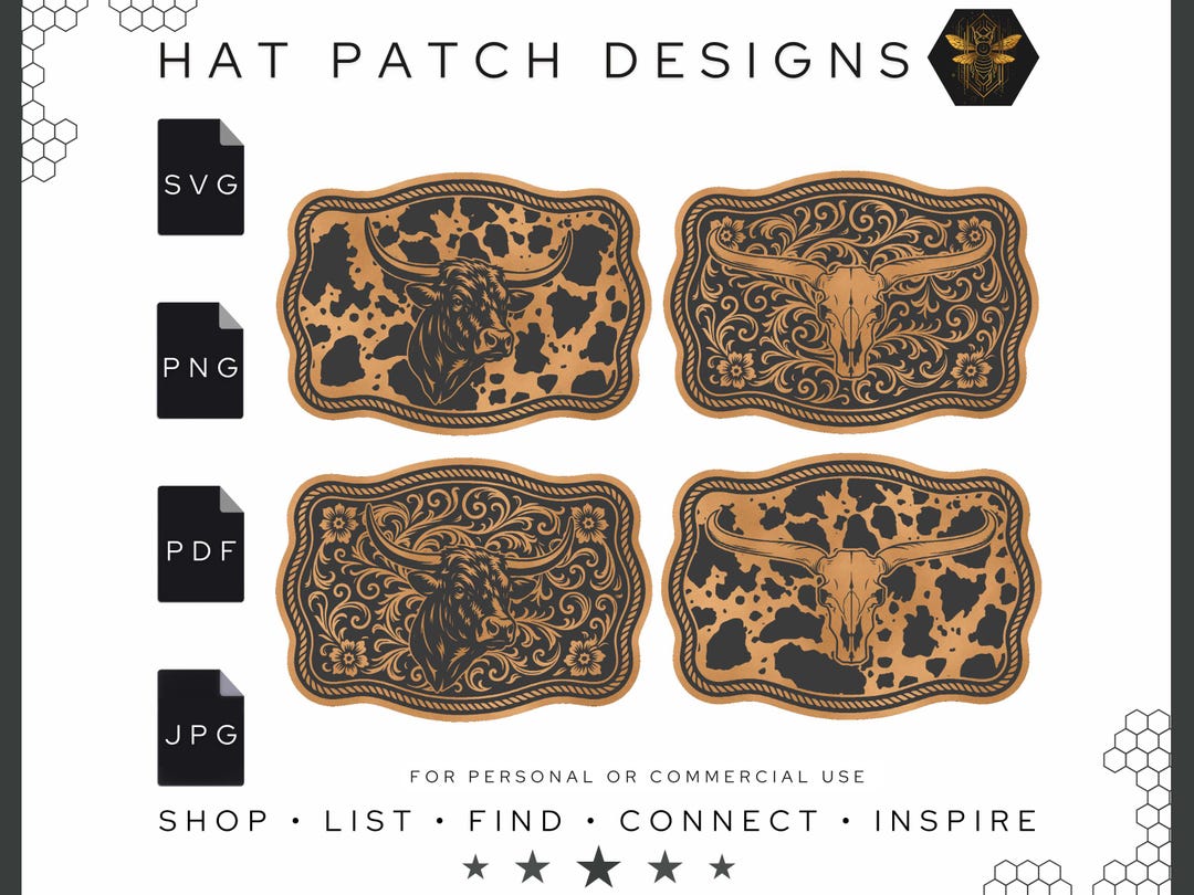 Western Belt Buckle SVG: Cowboy Hat Patch Designs (digital Download) - Etsy
