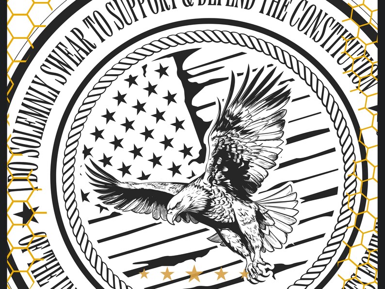 Oath of Enlistment Eagle and Flag Svg | Round Sign | Soldier of the US ...