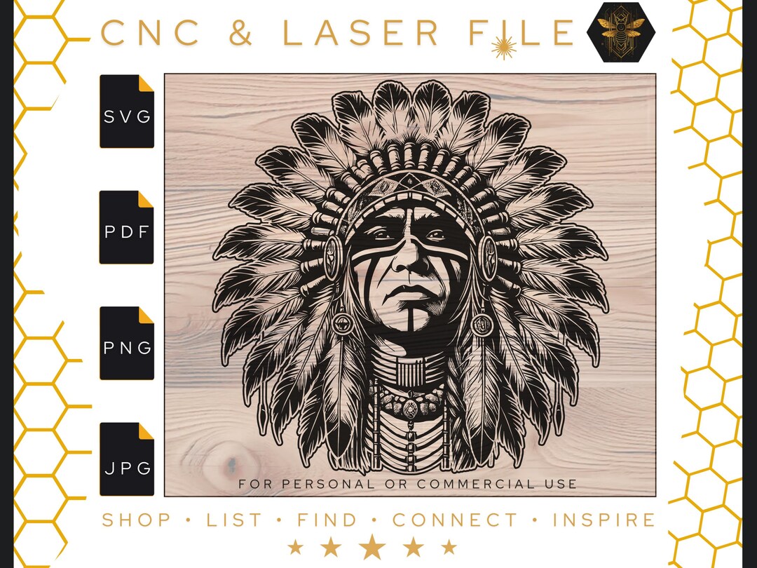Indian Chief SVG | Indian Vector File | Native American Chief | Indian ...