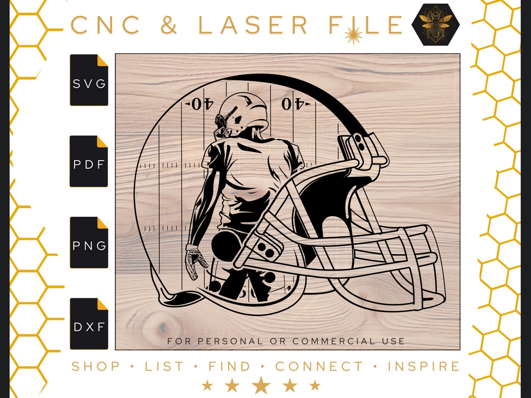 Football Helmet With Field and Player | CNC & Laser File | Football ...