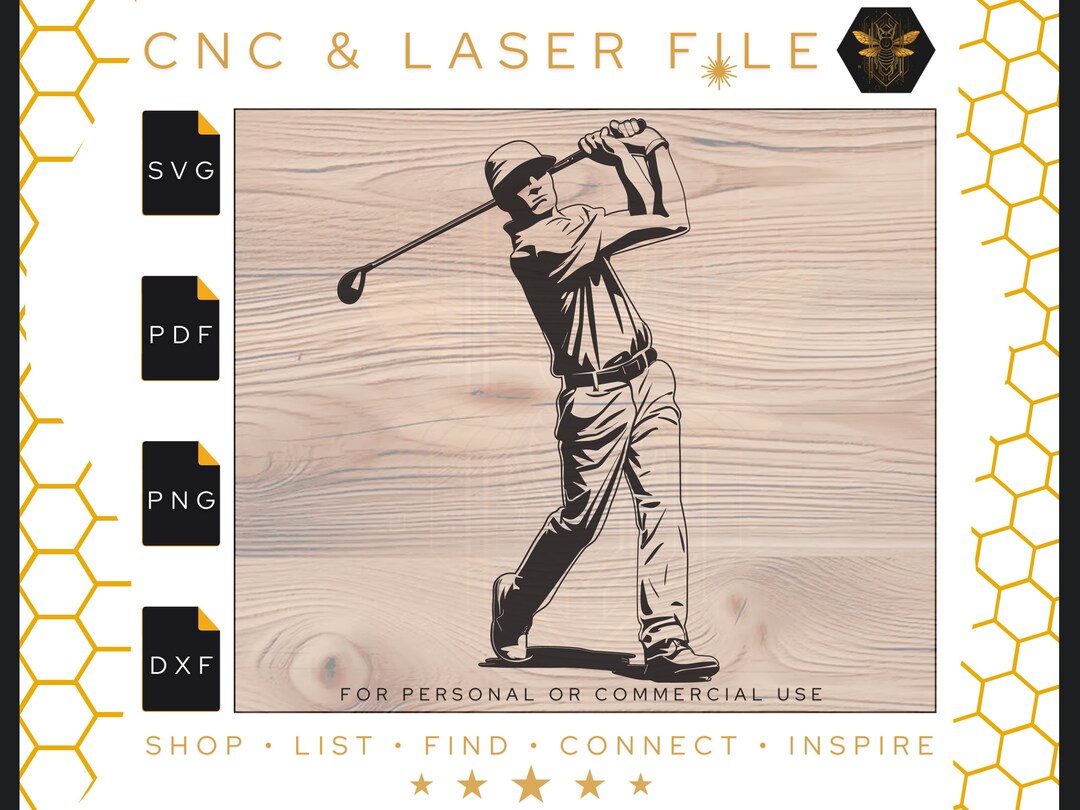 Golfer Vector File | Golf CNC File | Golfing | Golf Svg | Black and ...