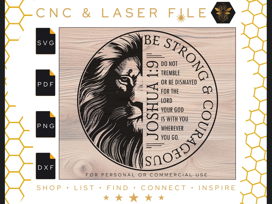 Joshua 1:9 Be Strong & Courageous Sign | Christian Motivational Wall ...