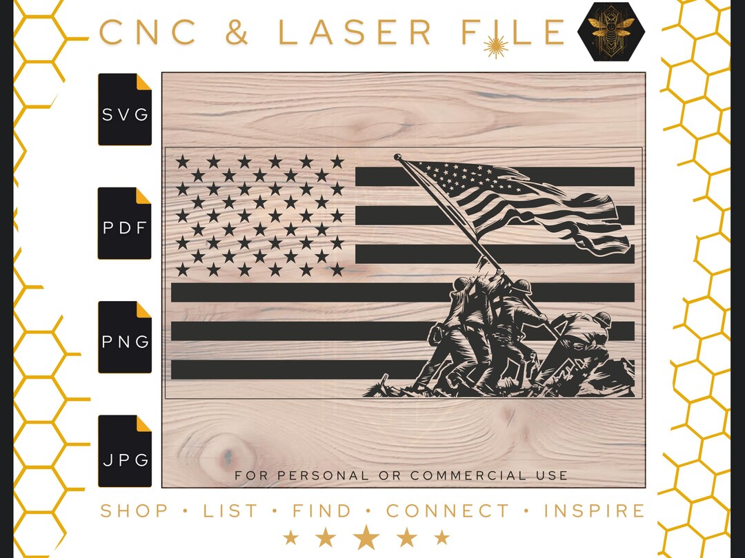 Iwo Jima Flag Raising SVG: American Flag Vector File (digital Download ...