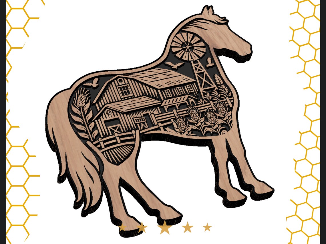 Horse Silhouette With Farm Scene No 1 Country and Western Horse Head ...