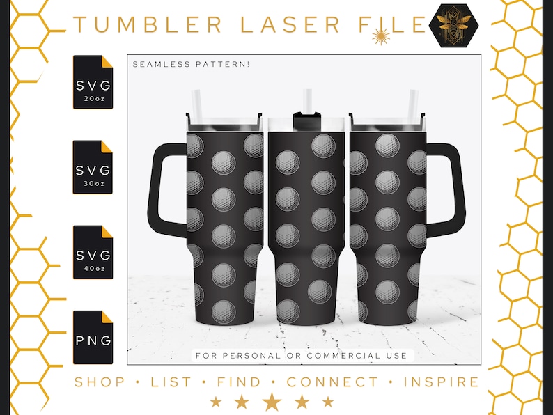 Golf Ball Tumbler SVG | Seamless Laser Engraving File (digital Download ...