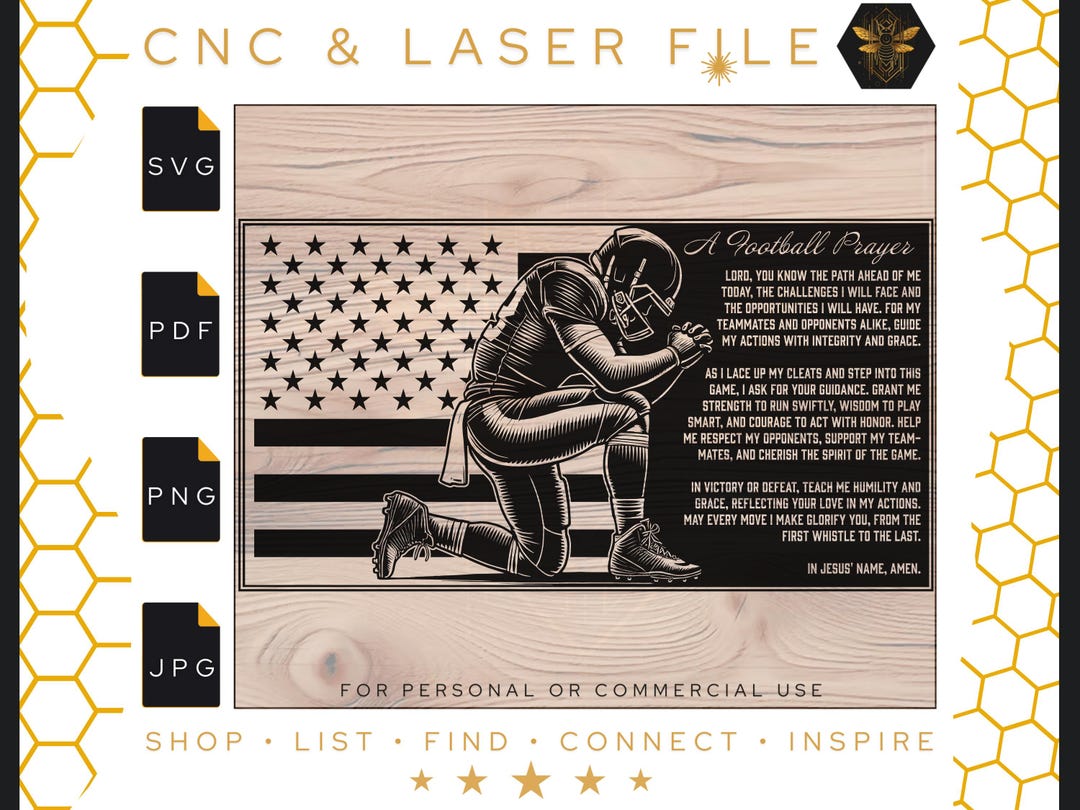 A Football Player's Prayer American Fag | CNC & Laser File | Football ...