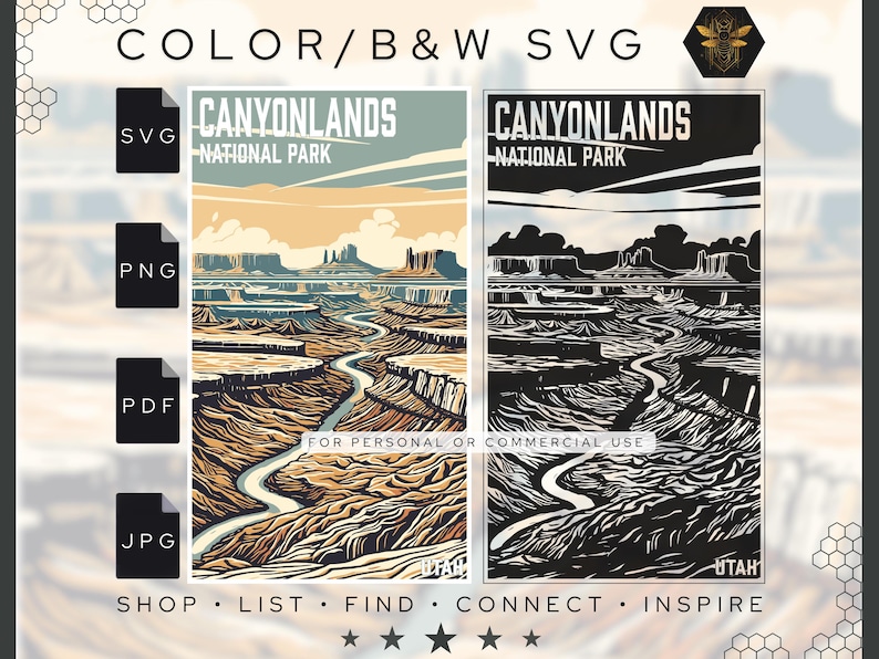 Canyonlands National Park Utah | Color SVG and Black & White ...