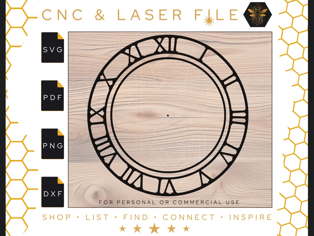 Round Roman Numeral Clock | Round Clock Vector File | Connected Roman ...