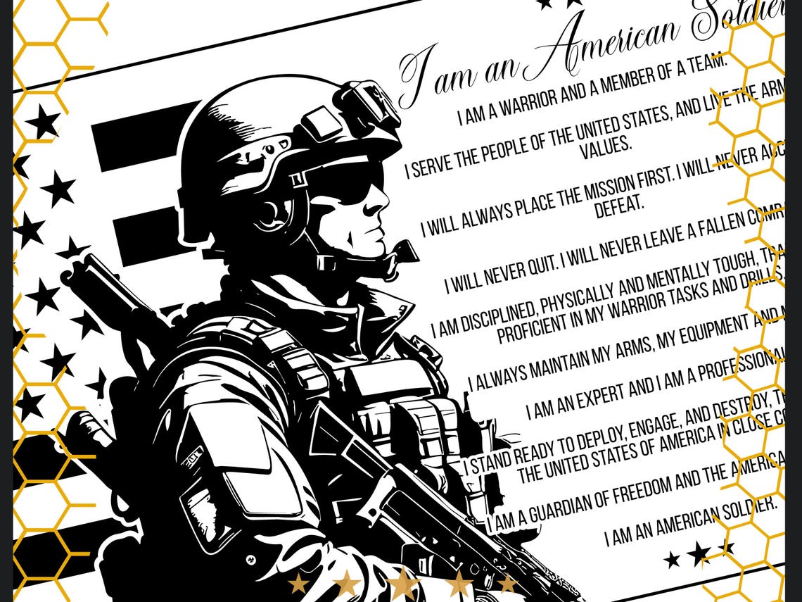 The Soldier's Creed Detailed Soldier Centered American Flag | I Am an ...