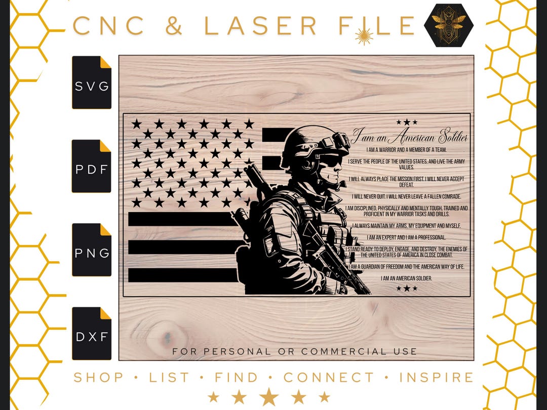 The Soldier's Creed Detailed Soldier Centered American Flag | I Am an ...