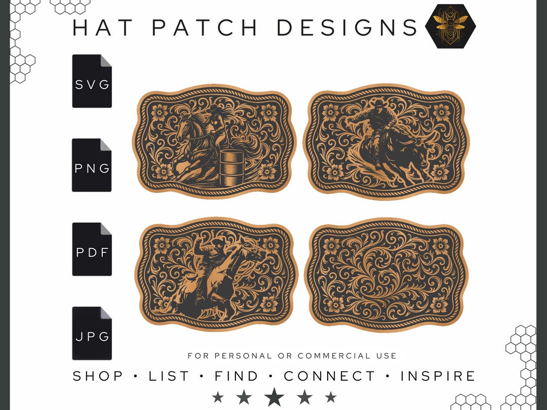 Rodeo Belt Buckle Pattern Hat Patch Designs SVG (digital Download) - Etsy