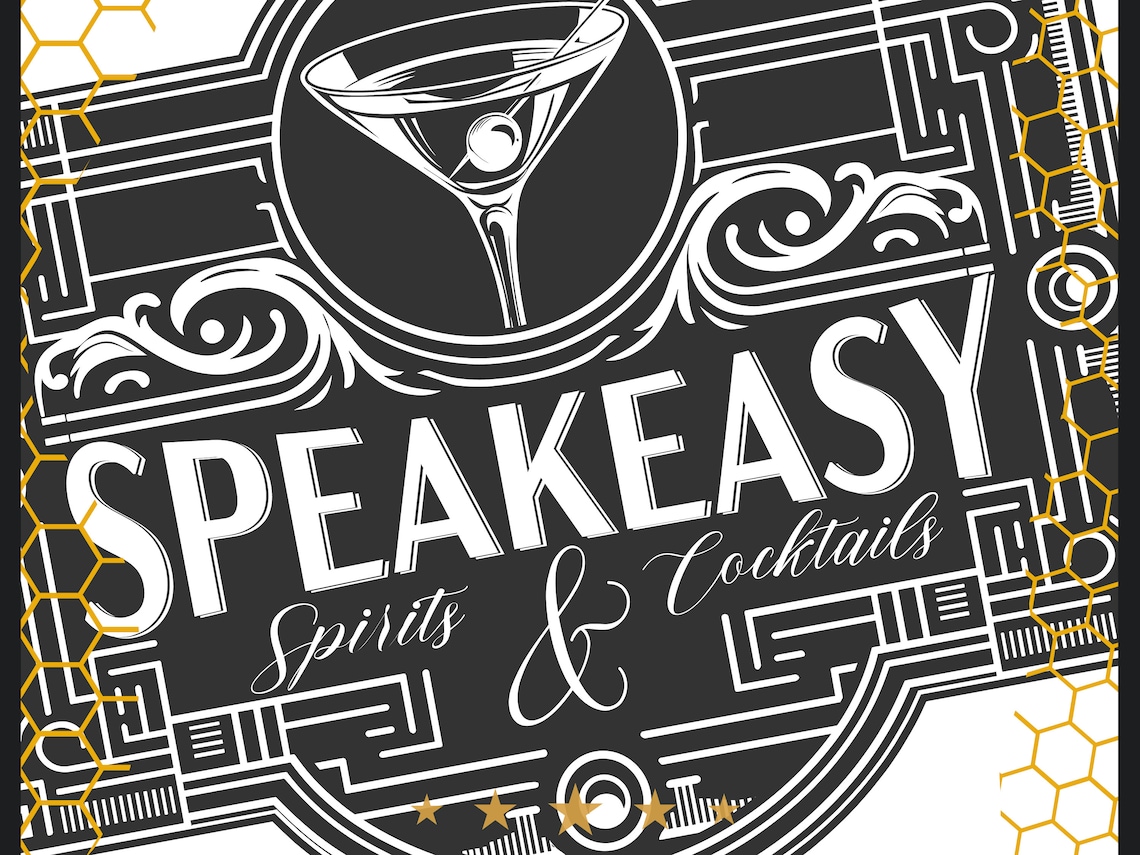 Speakeasy Spirits & Cocktails Bar Sign Speakeasy Svg Sign Martini Glass ...