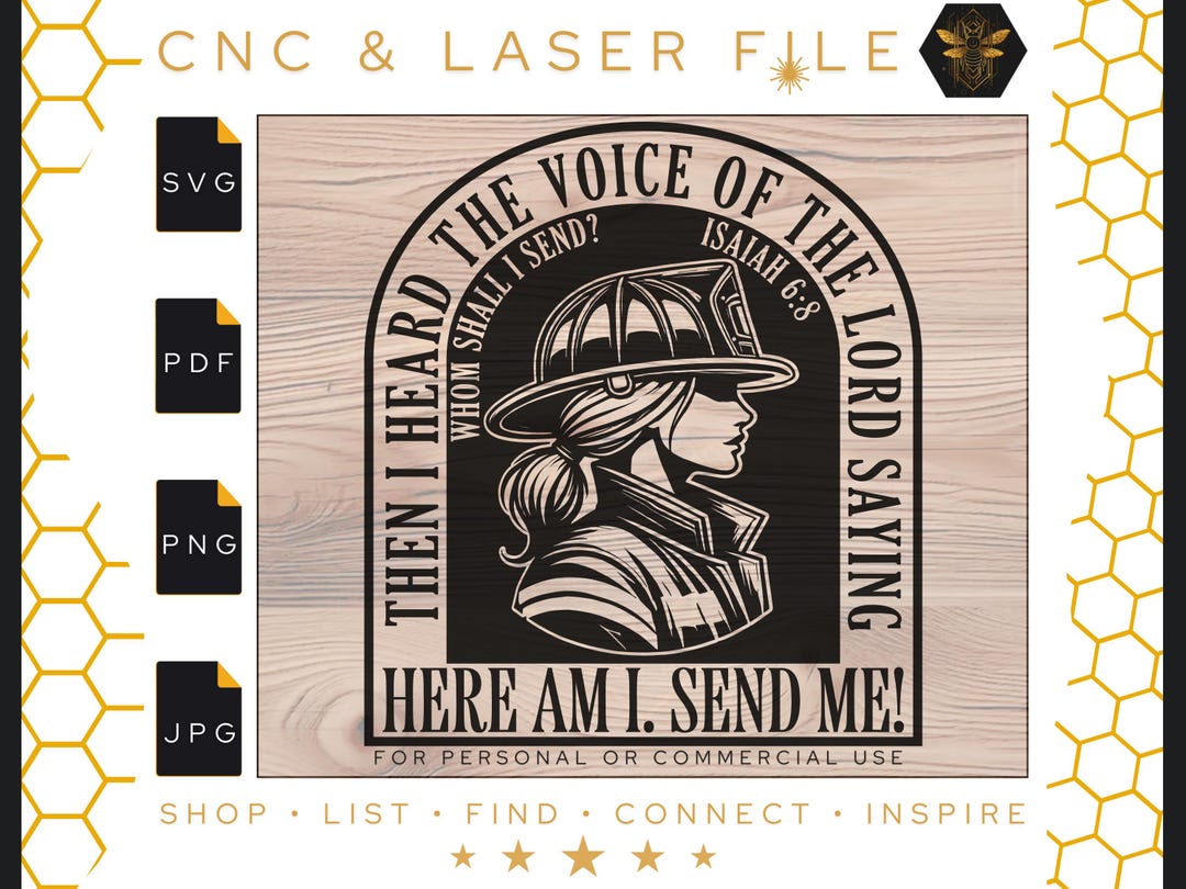 Female Firefighter SVG | Here Am I Send Me Bible Verse | Isaiah ...