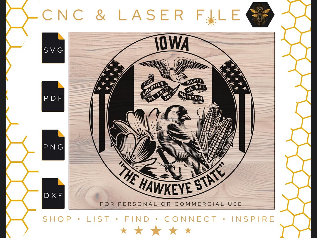 State of Iowa Themed Svg Sign | Round Iowa Flag | the Hawkeye State ...