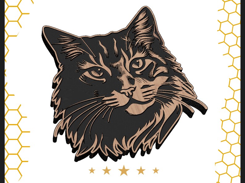 Cat Vector File Cat Svg Black & White Cat Detailed Cat Engraving Laser ...
