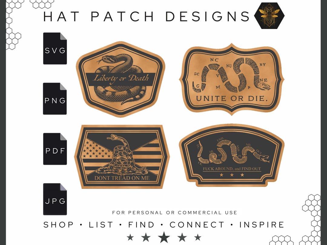 Patriotic Snakes Hat Patch Designs: Laser Cut Files (digital Download ...