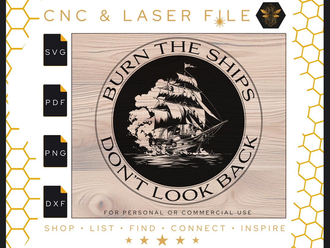 Burn the Ships | Don't Look Back | Ship Vector File | Burning Ship ...