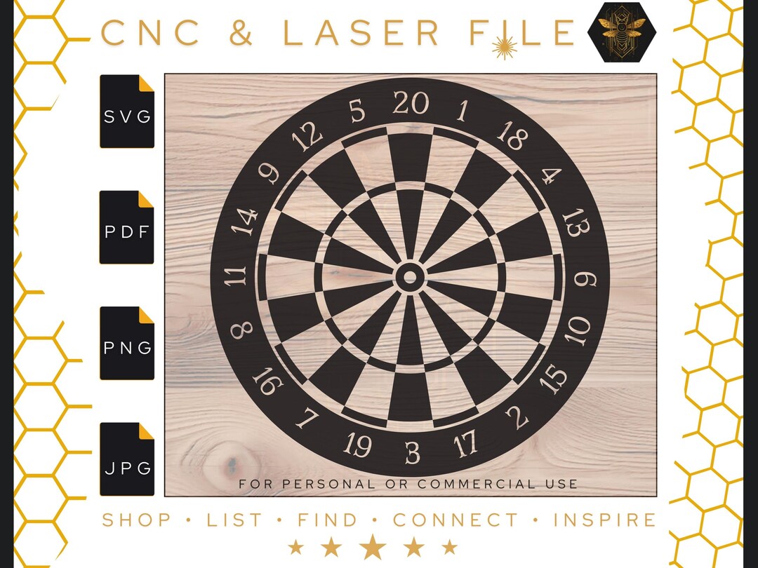Dart Board Template SVG | Dart Board CNC or Laser Engraving File | Dart ...