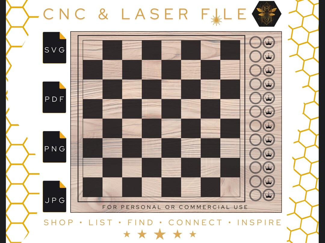 Checker Board Template Svg | Checkers CNC & Laser Engraving or Cut File ...
