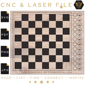 Checker Board Template Svg | Checkers CNC & Laser Engraving or Cut File ...