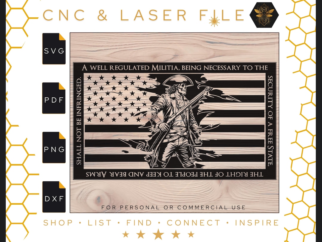 Patriot Minuteman Skull Soldier Tattered Flag With 2nd Amendment Text ...