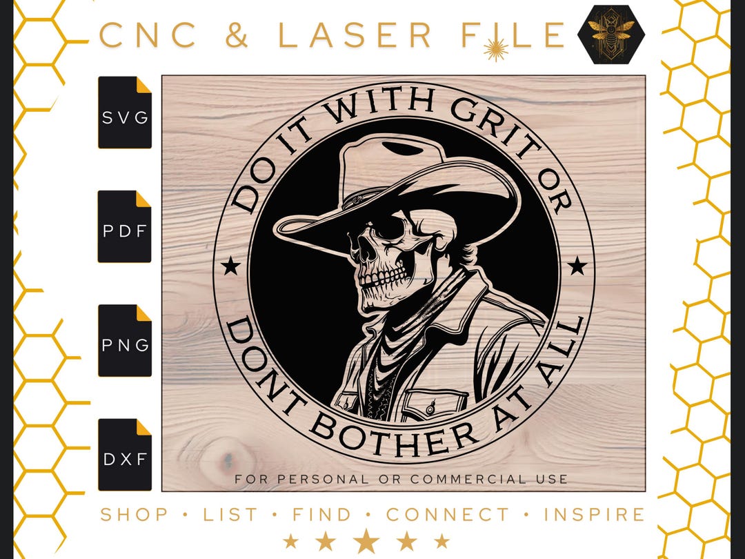 Do It With Grit Cowboy Skull Svg File | Cowboy | Cowboy Sign | Western ...